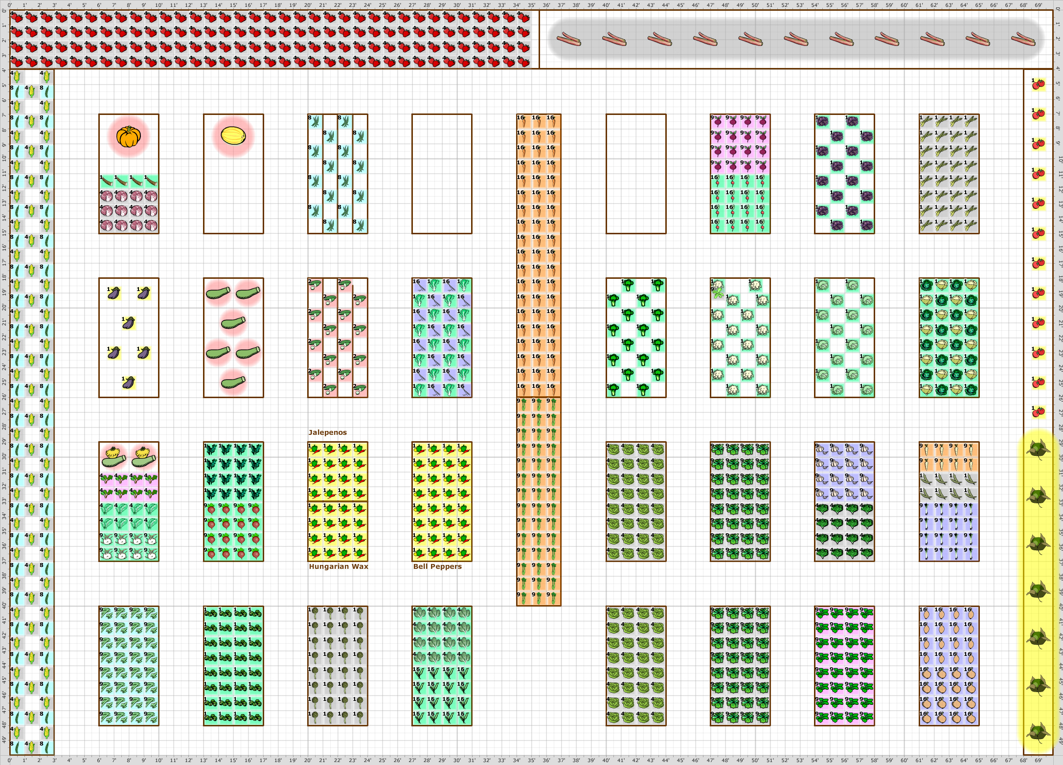 Garden Plan - Church Garden, square foot layout