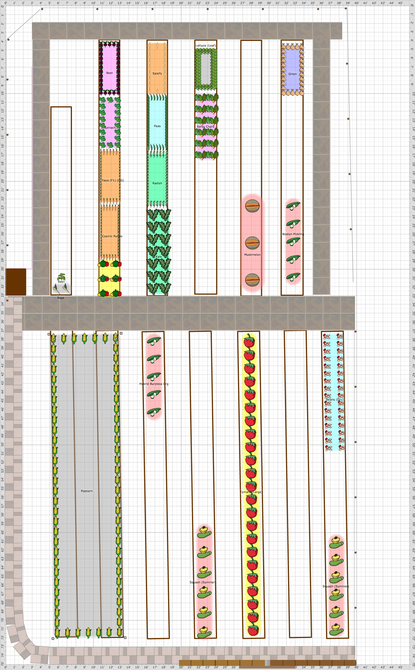Garden Plan - 2018: 1st year '14 30" rows